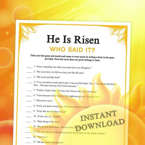 He Is Risen Who Said It Game | Resurrection Christian Bible Quotes Match