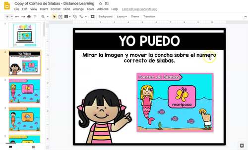 Conteo de Sílabas | Google Classroom™ by La Chica Bilingue | TPT