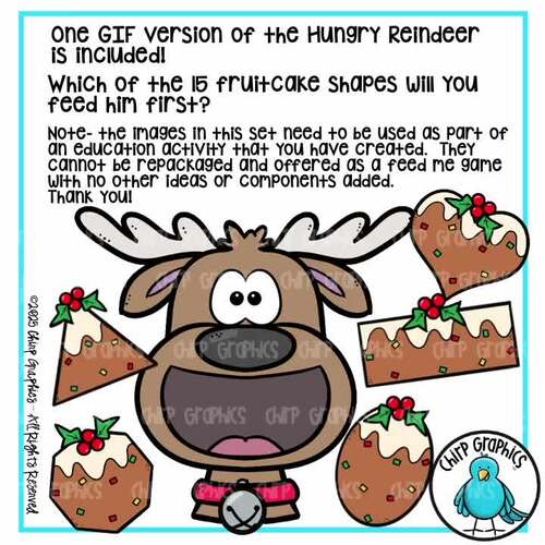 Feed the Reindeer 2D Fruitcake Shapes Clip Art Set by Chirp Graphics