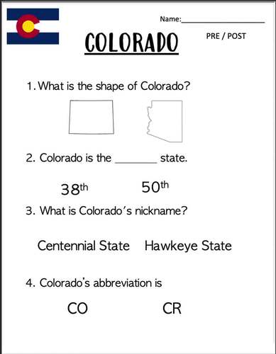 Colorado Activities, 50 States, Special Education | TpT