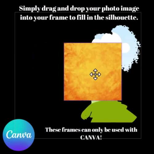 Canva Frames-LITTLE BLACK GIRLS-10 Editable Drag & Drop Silhouette Frames