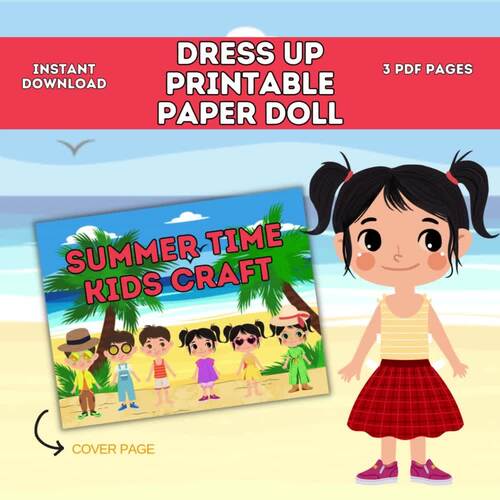 Dress Up Printable Paper Doll | Summer Time Kids Craft | Instant ...