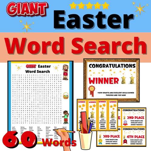 Giant Easter Word Search Worksheet Puzzle Game Spring Activity Resource