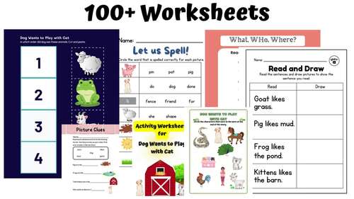 Rise & Shine Early Reader Dog Wants to Play with Cat/Story/Worksheets ...