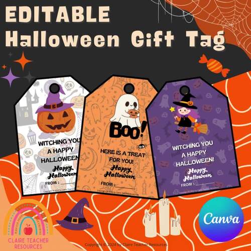 Editable Halloween Gift Tag, Halloween Favor Tag, Trick or Treat Favor ...