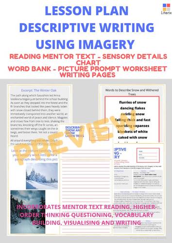 DESCRIPTIVE WRITING USING IMAGERY LESSON PLAN + READING AND WRITING ...