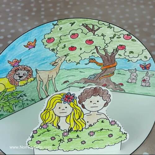 Adam And Eve Diorama - Sunday School Project - Coloring Craft - Art Activity
