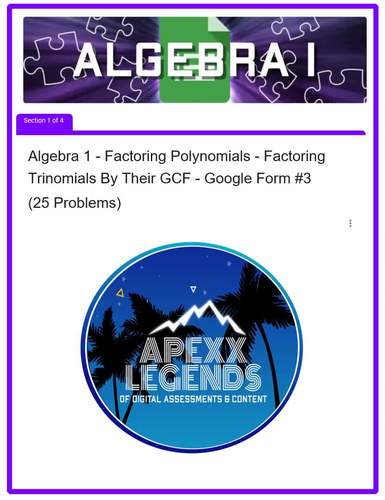 Algebra 1 - Factoring Polynomials (Factoring Trinomials By GCF) Google ...