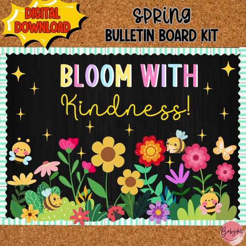 Spring Kindness Bulletin Board Kit | March Door Decor | Flower ...