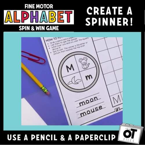 Fine Motor Alphabet Spinner Game by the OT files | TPT
