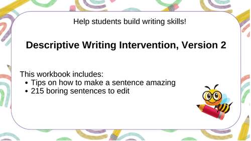 Descriptive Writing Workbook for Special Education & RTI Groups V.2