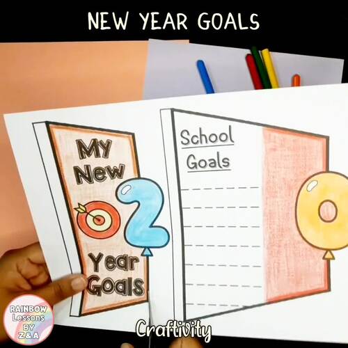 New Year Goal Setting Craft January Resolution SEL Writing Bulletin ...