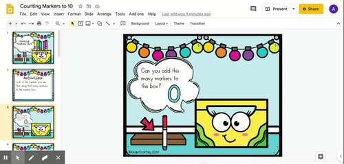 Counting Markers to 10 l Drag and Drop Google Slides Game by KinderCrafting