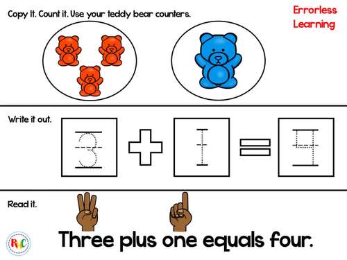Plus 3 (+3) Multisensory Math Fluency Worksheets, Learning Centers | K ...
