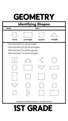 1st Grade Geometry Worksheets- 2D & 3D Shapes, Partitionning, Composing ...