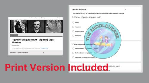 Figurative Language Hunt: Edgar Allan Poe by The MiddleVerse | TPT