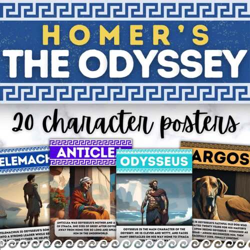 The Odyssey Character Posters Homer Hero's Journey Epic Poem Bulletin Board