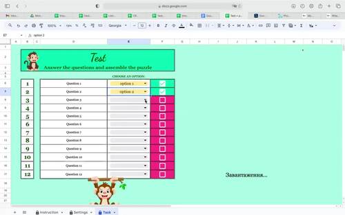 Digital activity | Quiz & test template (Excel / Google Spreadsheets)