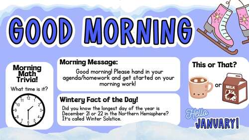 January Morning Meeting Slides by Erika Darko | TPT