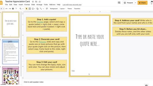 Editable Teacher Appreciation Digital Cards | No prep & Paperless Activity