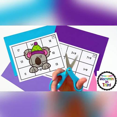 Addition Fact Fluency Puzzles Activity | Winter Mystery Pictures Station