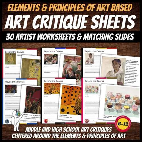 30 Art Critique Worksheets, Matching Slides & Artist Bio, Critique ...
