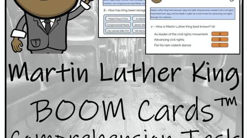 Martin Luther King BOOM Cards™ Comprehension Activity 3rd Grade & 4th Grade