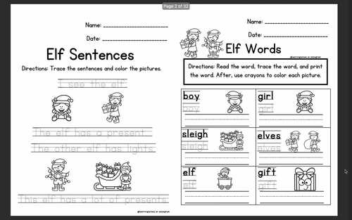 Elves and Elf Math and Literacy Worksheets No Prep- PreK, Kindergarten ...