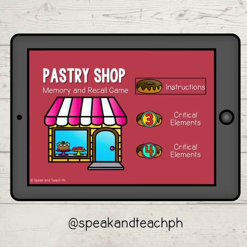 Pastry Shop Memory and Recall No Prep Speech Therapy Boom Cards™