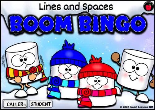 WINTER Music LINES & SPACES BOOM BINGO Game BOOM CARDS™ Music Note Game ...