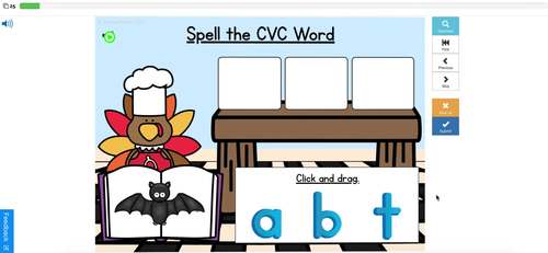 CVC Words Spelling Turkey Theme | Thanksgiving Boom Cards by Teaching ...