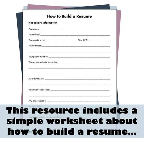 How to Write a Resume & Cover Letter: A Simple Worksheet Packet | TPT