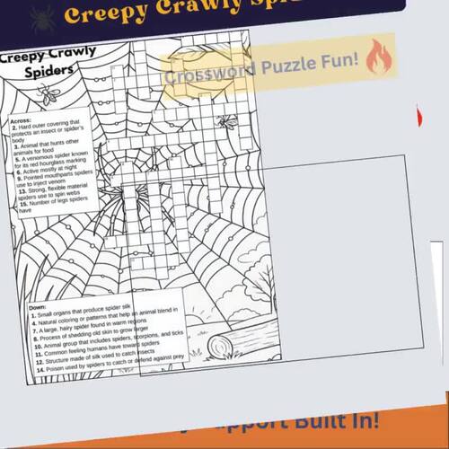 Creepy, Crawly Spider Puzzle Pack (Grades 4–7), Reading, Vocabulary ...