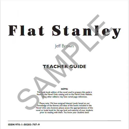 Flat Stanley Novel Units® Teacher Guide Novel Study | TPT