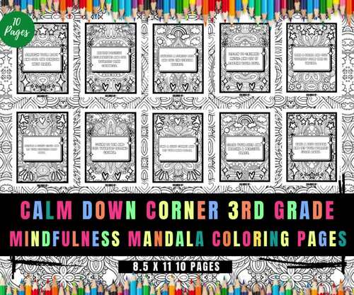 Calm Down Corner Kit Activities, 3rd Grade Calm Class Decor Coloring Sheets
