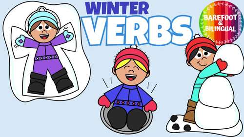 Winter Verbs Clipart | Grammar Winter Clipart | Winter Vocabulary ...