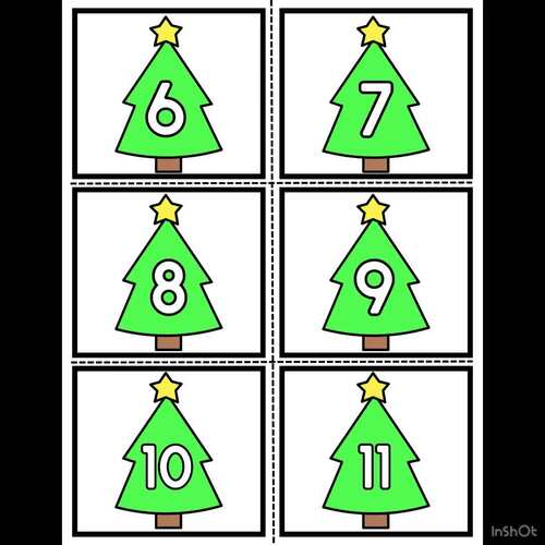 Christmas Tree Calendar Cards (Numbers 1–31 + Symbols) for K-2 | TPT