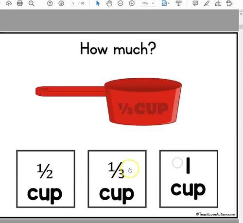Measuring Cups Digital Task Cards | Life Skills & Cooking | Math Boom Cards