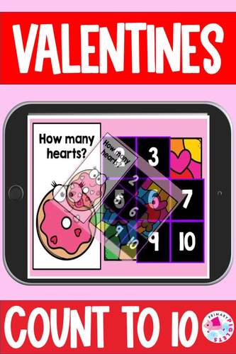 VALENTINE'S DAY MATH BOOM CARDS - COUNTING TO 10 by Primary Piglets