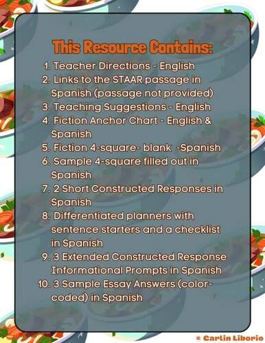 3rd Grade - SPANISH! Extended Constructed Response Samples! STAAR - Fiction