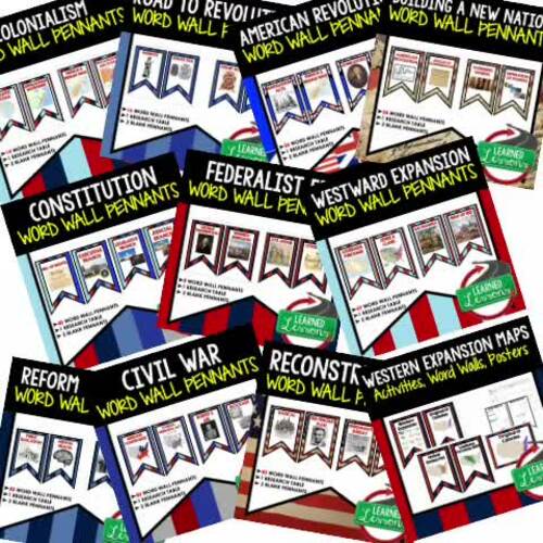 Road to Revolution Word Wall Pennants, US History Word Wall | TPT