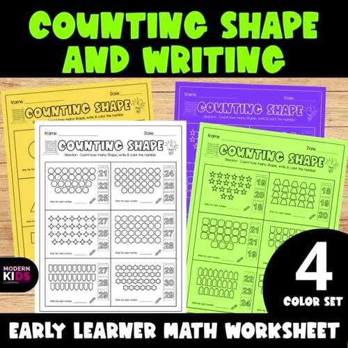 Counting Shape and Writing - Early Learner Math Worksheet | TPT