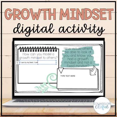 Growth Mindset Digital School Counseling Activity by Counselor Clique
