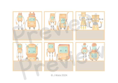 Back To School Editable Robot Themed Name Tags & Robot Classroom Decor