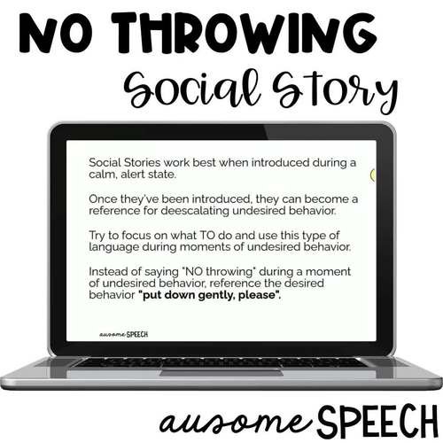 No Throwing Social Story & Visuals: Digital (Boom Cards) & Printable