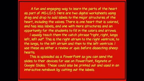 LABEL THE HEART Drag and Drop DIGITAL WORKSHEETS ACTIVITY Blood Pathway