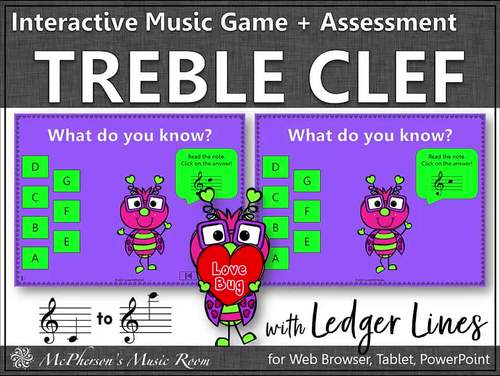 Treble Clef with Ledger Lines Interactive Music Game and Assessment ...