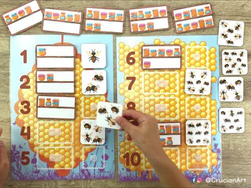 Honey Bee Hands-On Counting and Number Matching Activity by CrucianArt