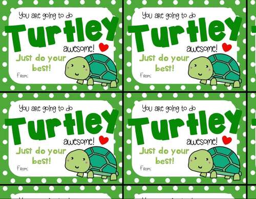 Turtle-Themed Testing Motivation Treat Tag- You're going to do TURTLEY ...