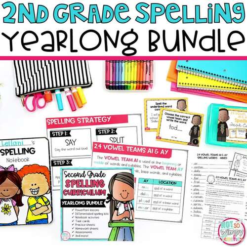 Spelling Bundle w/Lessons, Practice Worksheets, Spelling Words, Tests ...